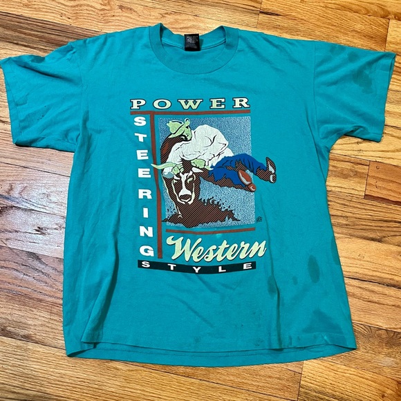 LSJ Sportswear | Shirts | 993 Vtg Bull Riding Power Steering Western ...
